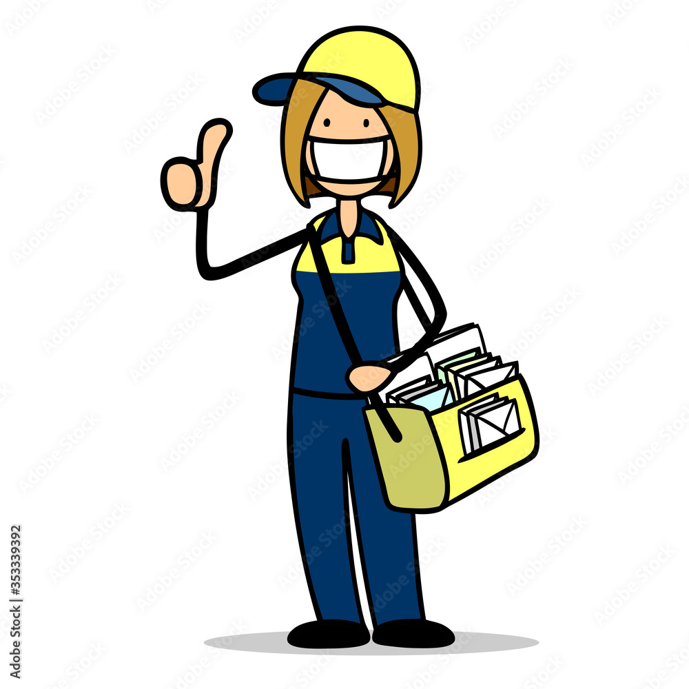 Postbotin mit Mundschutz wegen Coronavirus und Covid-19 Stock ...