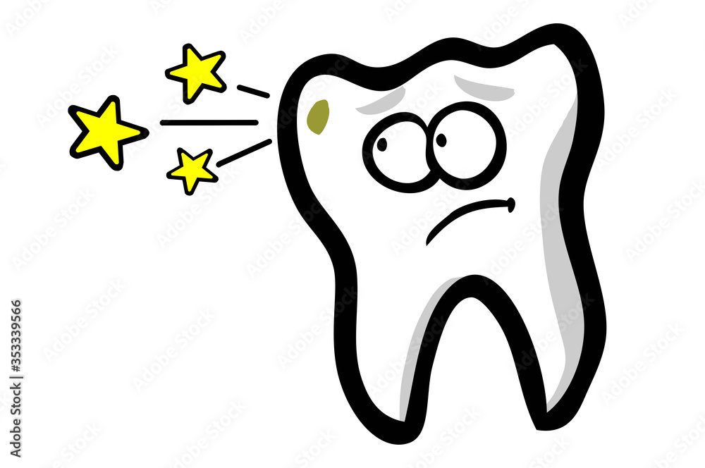 Kaputter Cartoon Zahn mit Loch hat Karies Stock Illustration | Adobe Stock