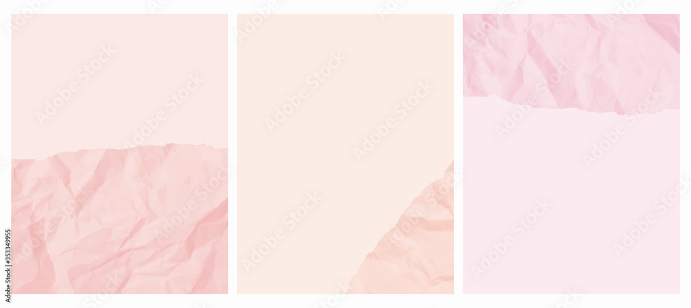 Crumpled and Folded Piece of Pink Paper on a Light Pink Background. 3 ...