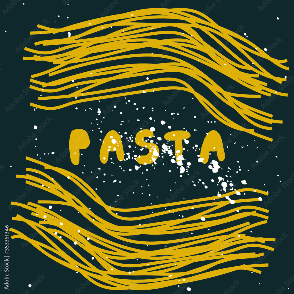 Stock Vector illustration with lettering word "Pasta" and spaghetti on ...
