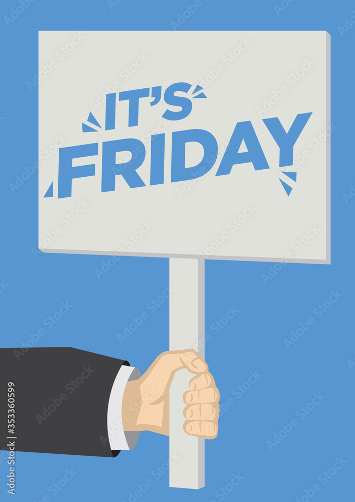 Shout out of It’s Friday with a placard. Vector illustration. Stock ...