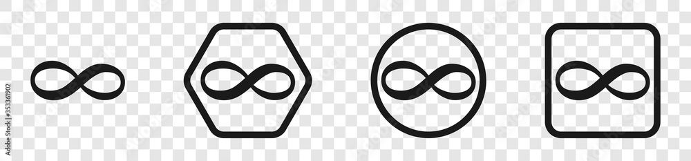 Infinity icons. Infinity symbols collection, isolated. Infinity loop ...