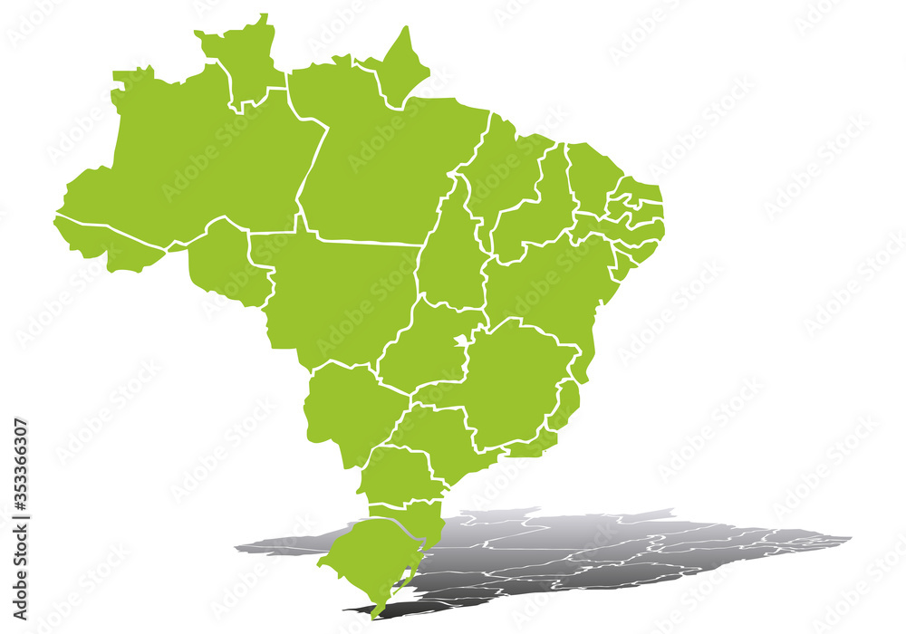 Mapa verde de Brasil en fondo blanco. Stock Vector | Adobe Stock