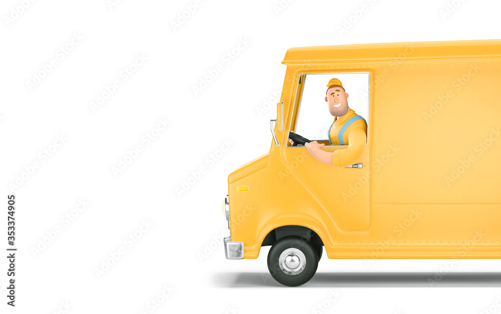 Truck delivery service and transportation. 3d illustration. Cartoon ...