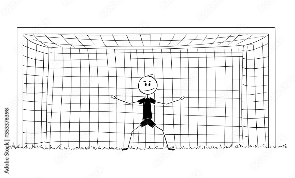 Vector cartoon stick figure drawing conceptual illustration of football ...