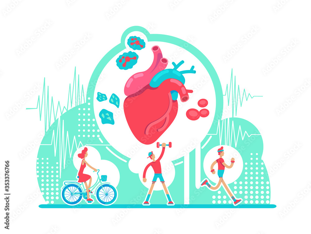 Cardiovascular system health care flat concept vector illustration ...