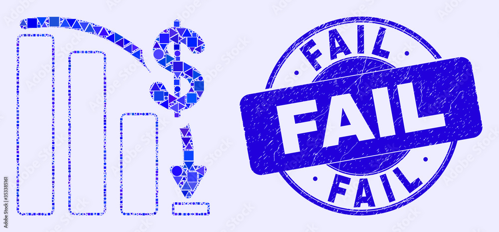 Geometric financial epic fail chart mosaic pictogram and Fail seal ...