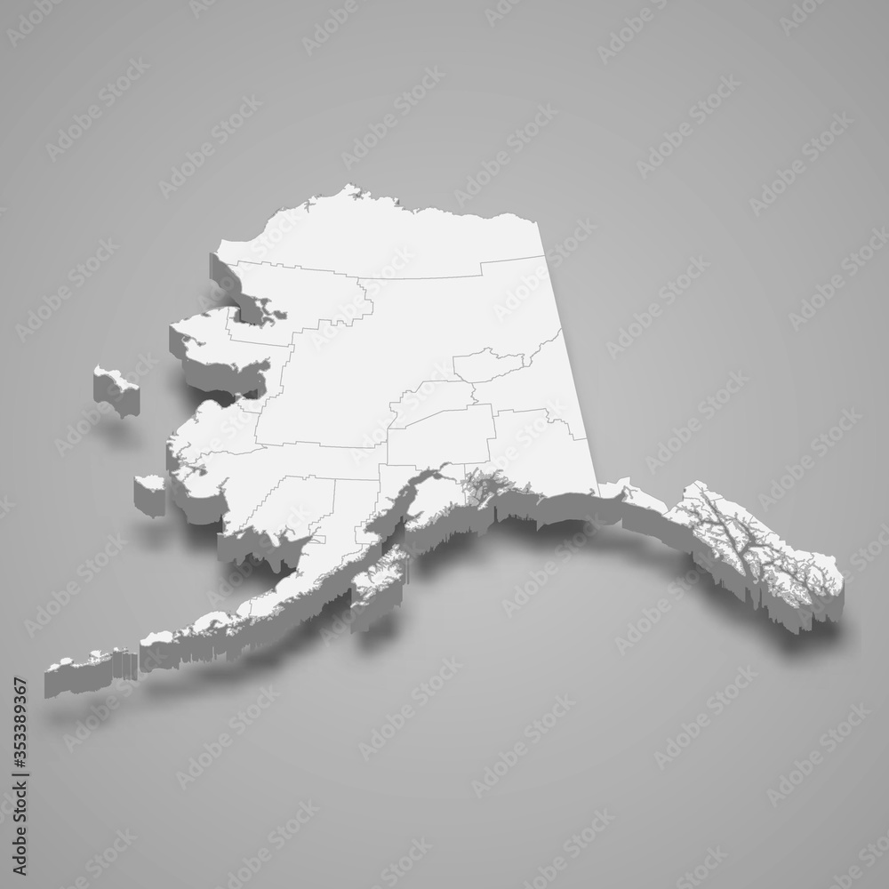 Alaska 3d map state of United States Template for your design Stock ...