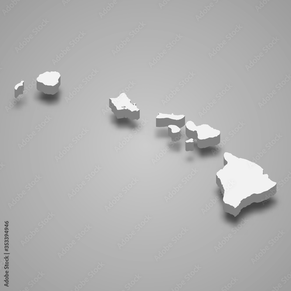 Hawaii 3d map state of United States Template for your design Stock ...