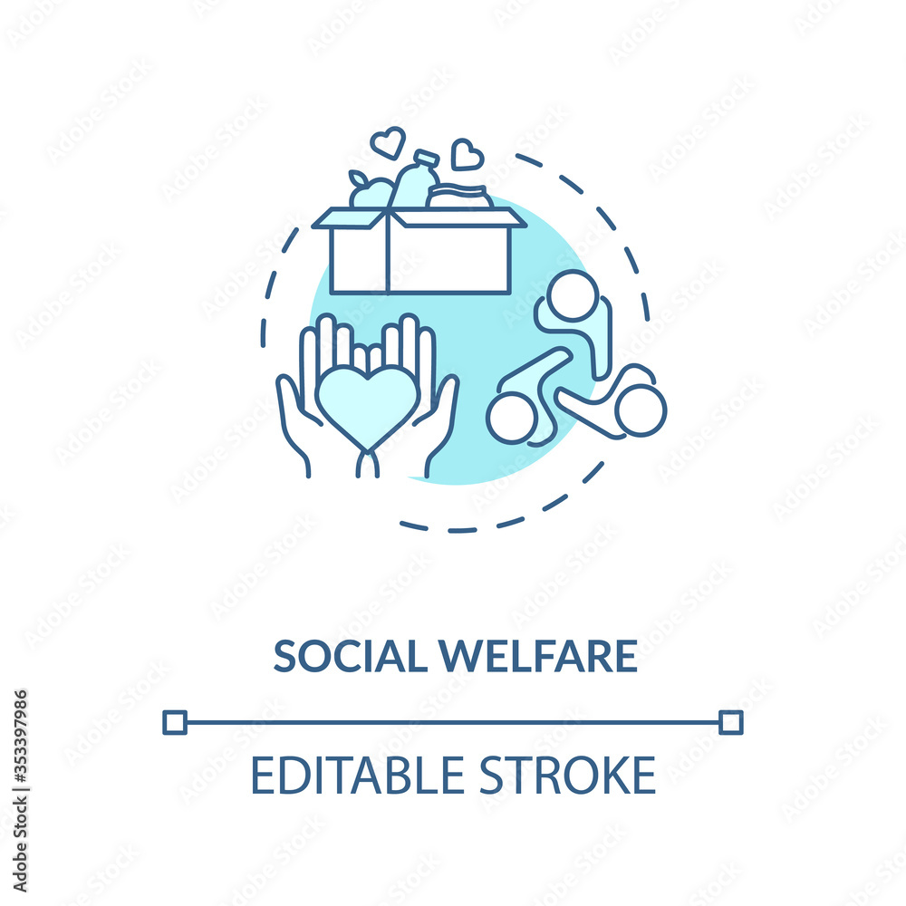 Social welfare concept icon. Philanthropy idea thin line illustration ...