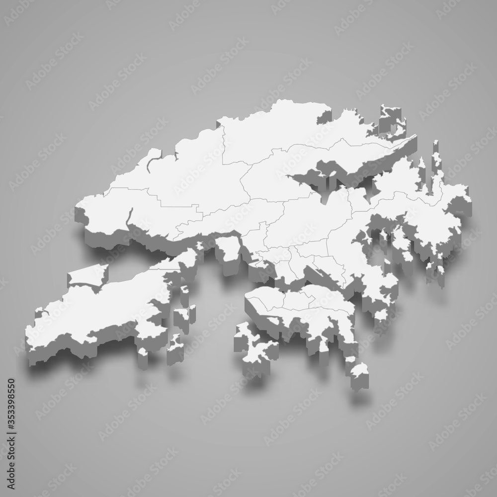 Hong Kong 3d map province of China Template for your design Stock ...