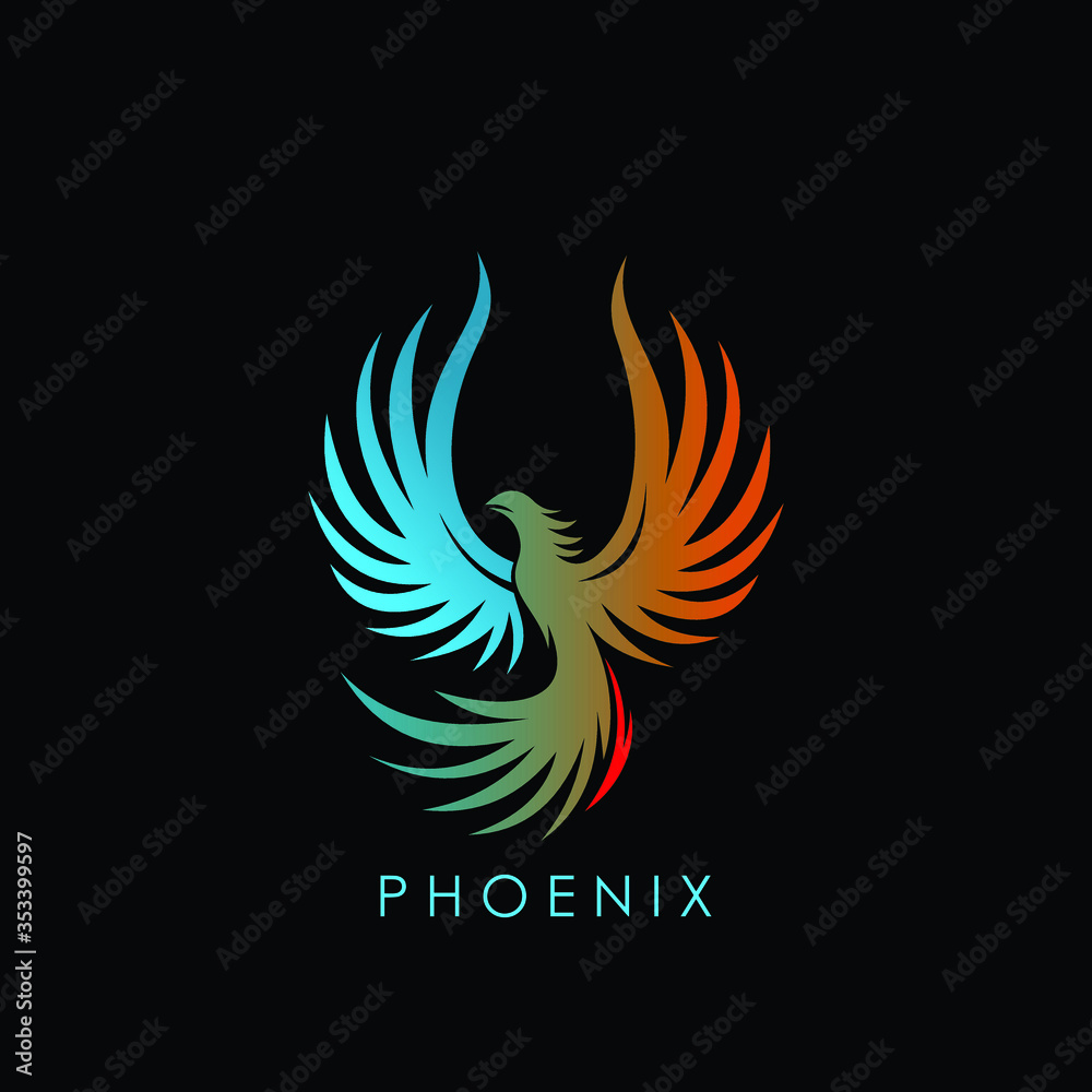 blue orange color, phoenix bird, paradise, spirit, burn, heat, vector ...