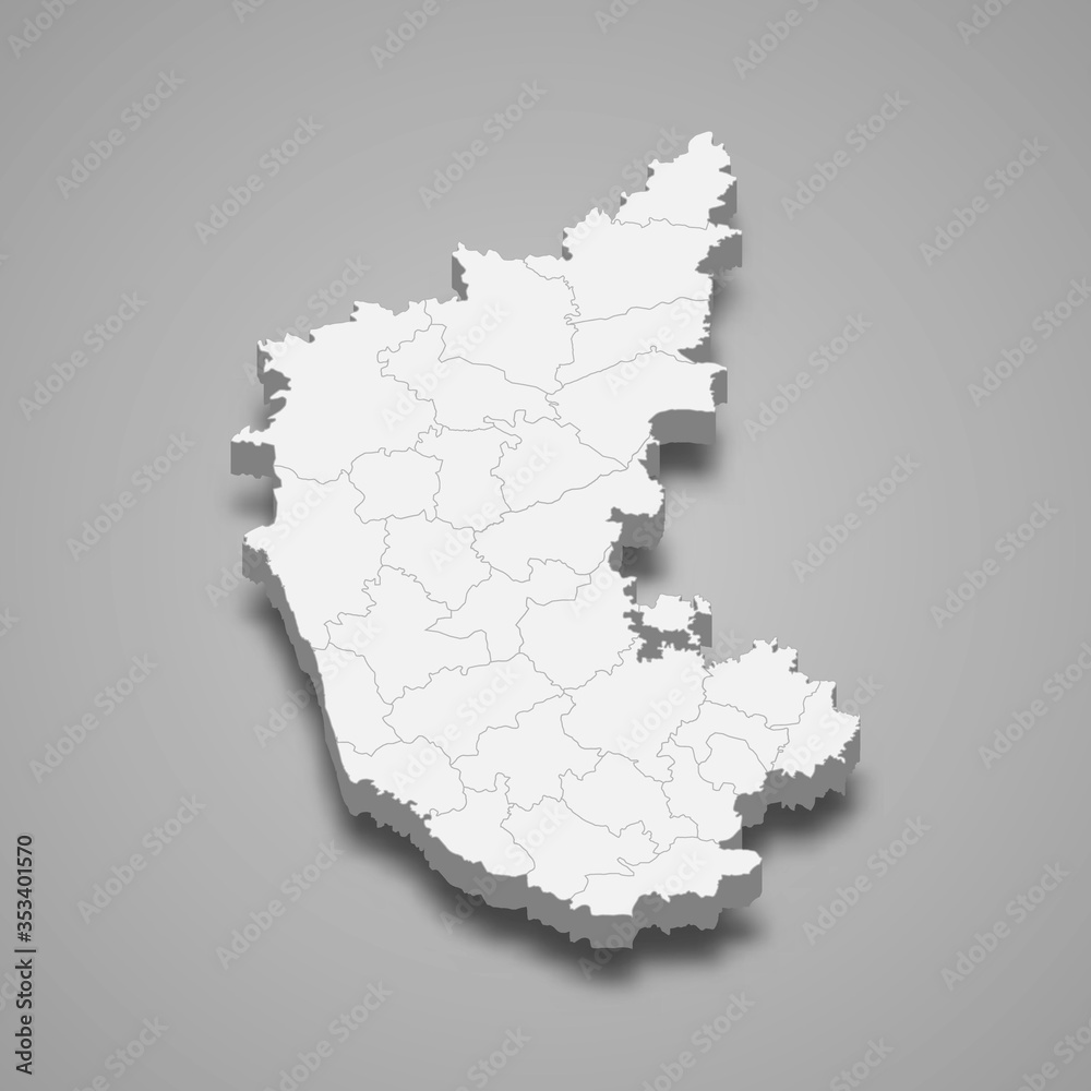 Karnataka 3d map state of India Template for your design Stock Vector ...