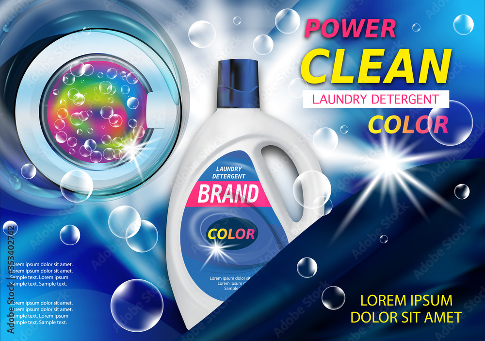 Liquid Detergents ads for color fabric with elements washing machine ...