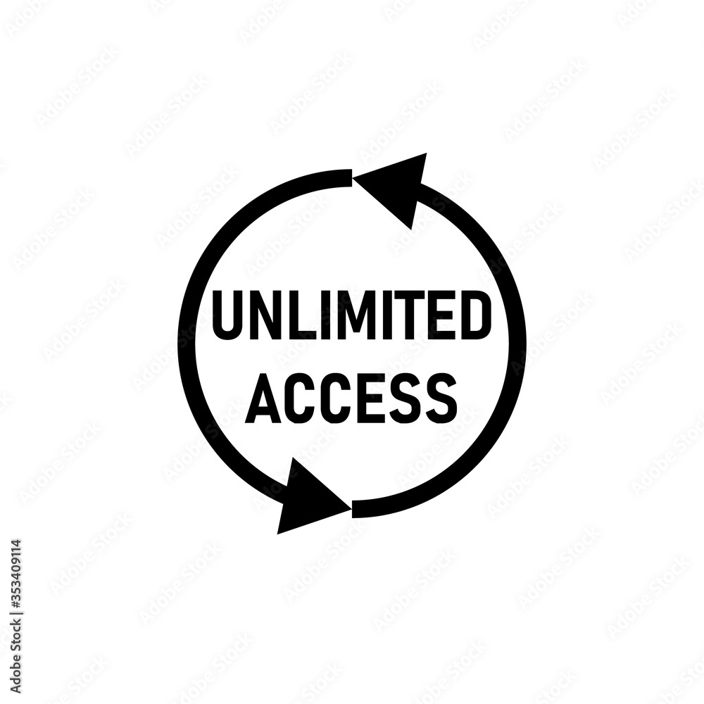 Unlimited access icon. Clipart image isolated on white background Stock ...