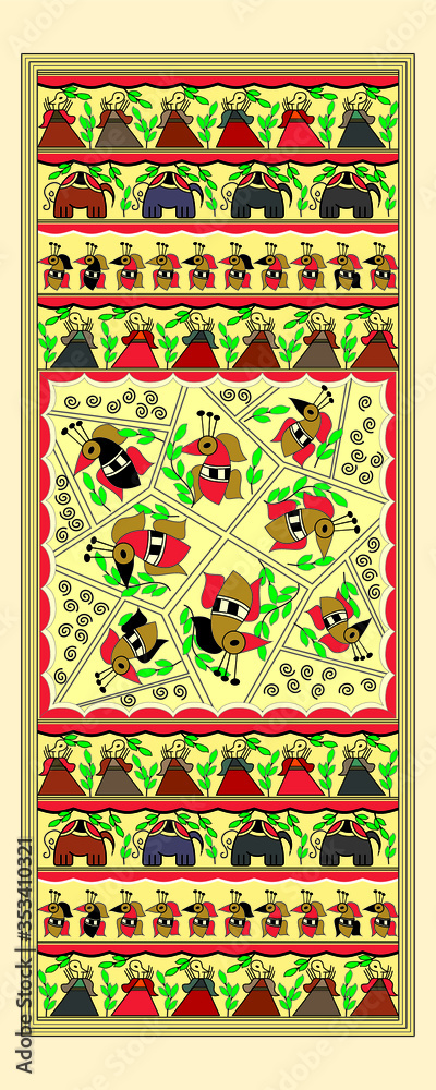 Madhubani, Vector illustrations of various madhubani figures from India ...