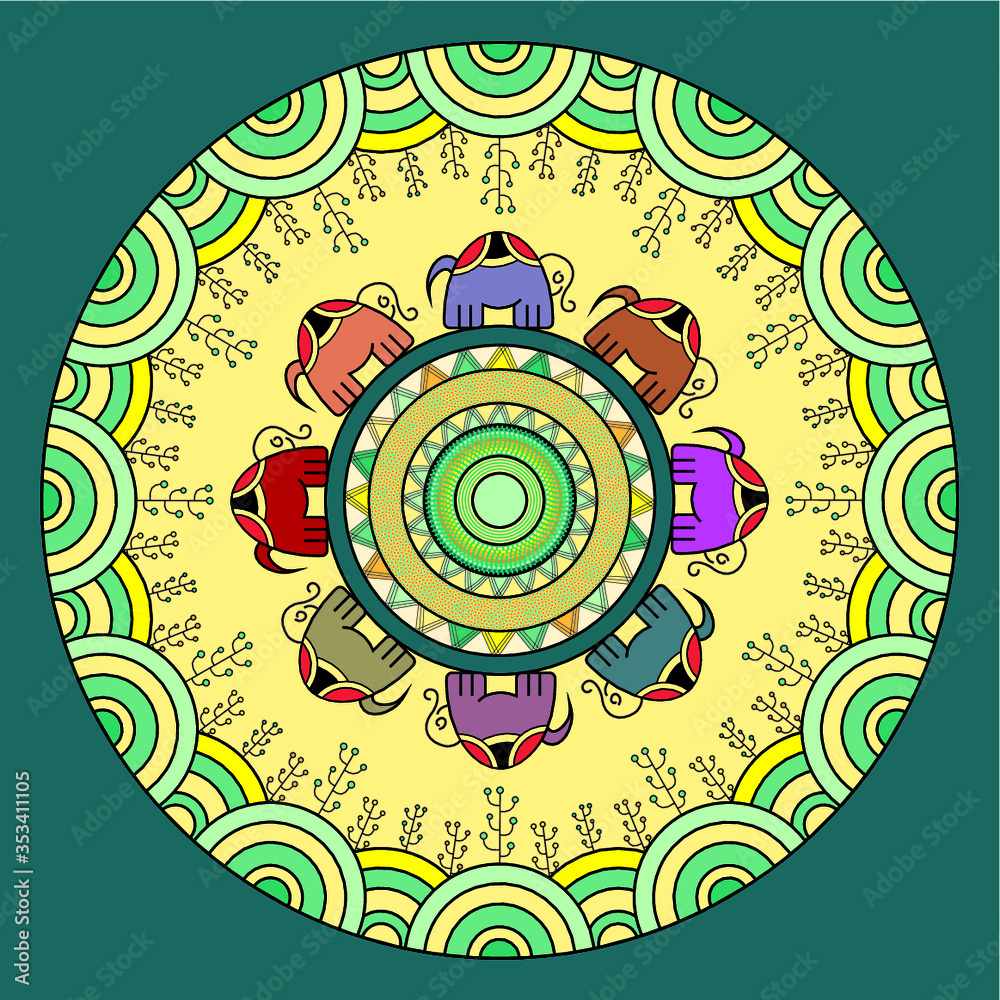 Madhubani, Vector illustrations of various madhubani figures from India ...