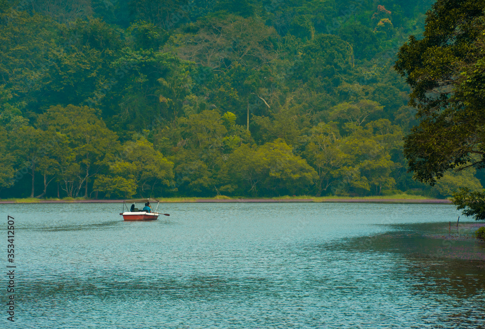 Boat ride through Beautiful lake green nature Scenery of Kerala ...
