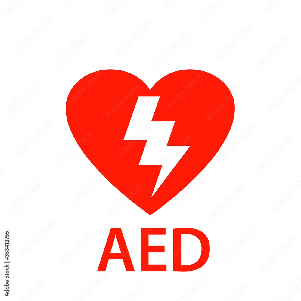 AED red sign. Clipart image isolated on white background Stock Vector ...