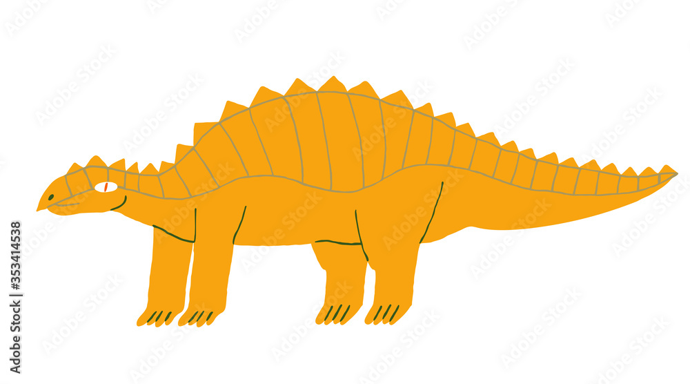 Fun herbivorous dinosaur with spikes. Scelidosaurus isolated on white ...