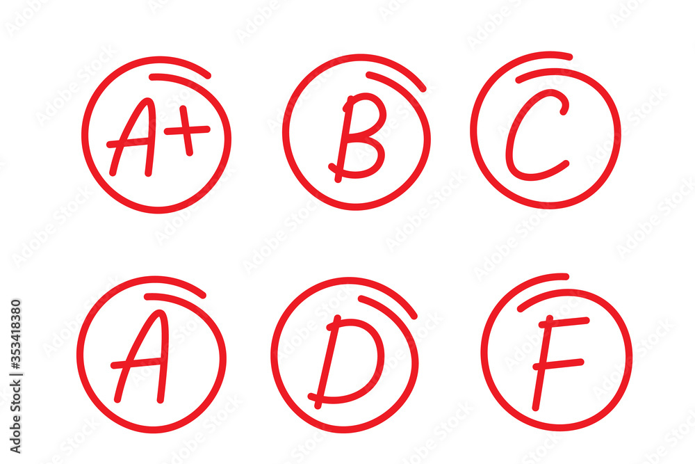 Exam mark icon set. Clipart image isolated on white background Stock ...