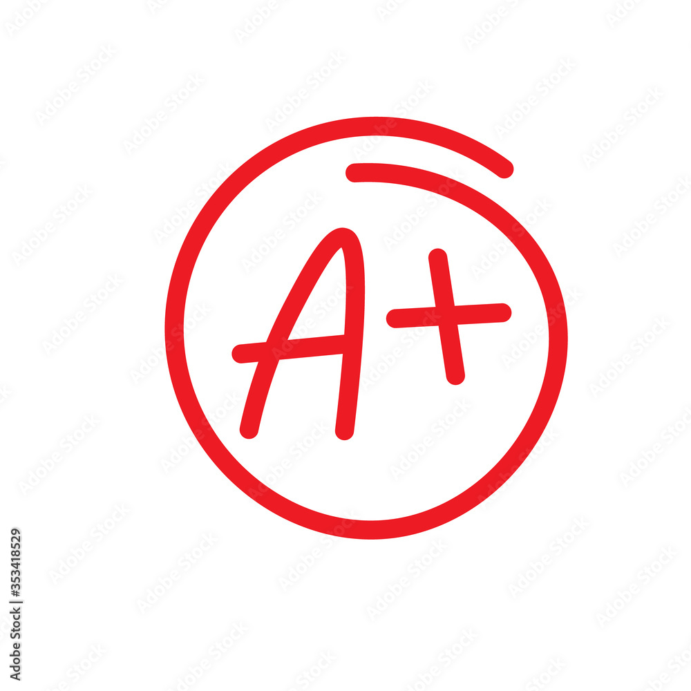 Exam mark A plus icon. Clipart image isolated on white background Stock ...