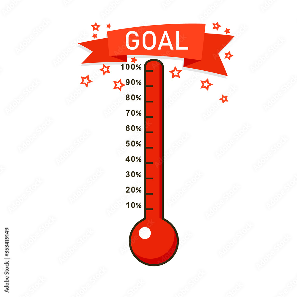 Full goal thermometer icon. Clipart image isolated on white background ...
