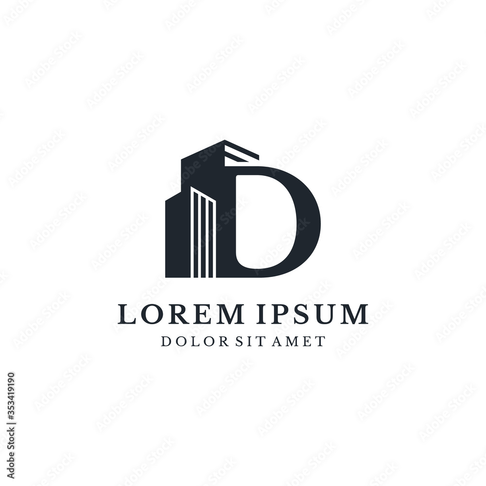 Building With Letter D Monogram Logo Design Stock Vector | Adobe Stock