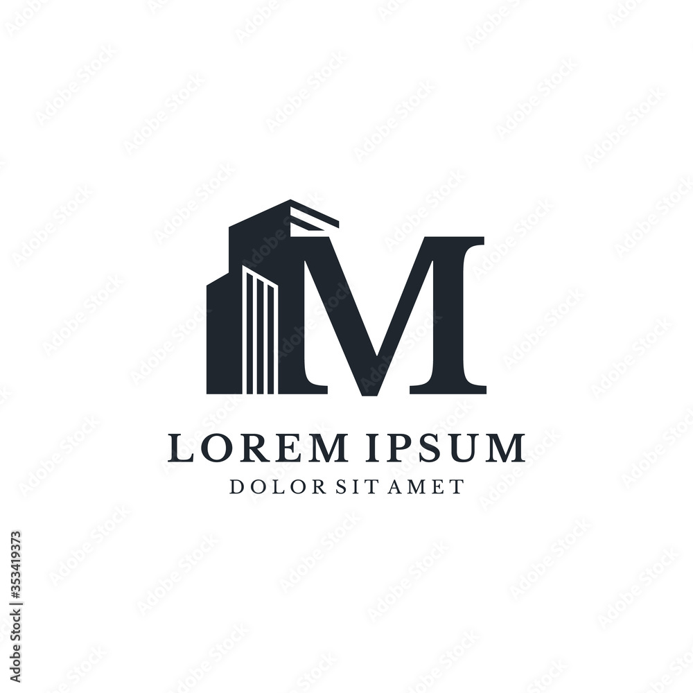 Building With Letter M Monogram Logo Design Stock Vector | Adobe Stock