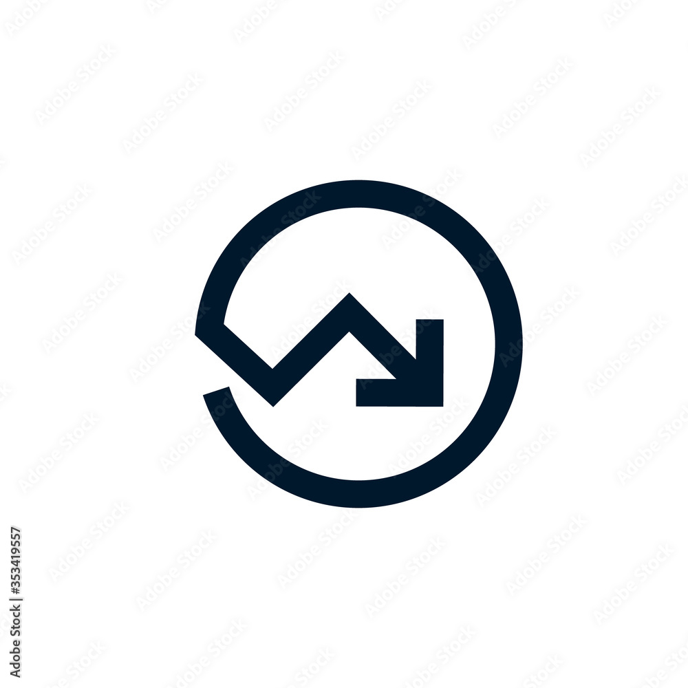 Downward trend icon. Clipart image isolated on white background Stock ...