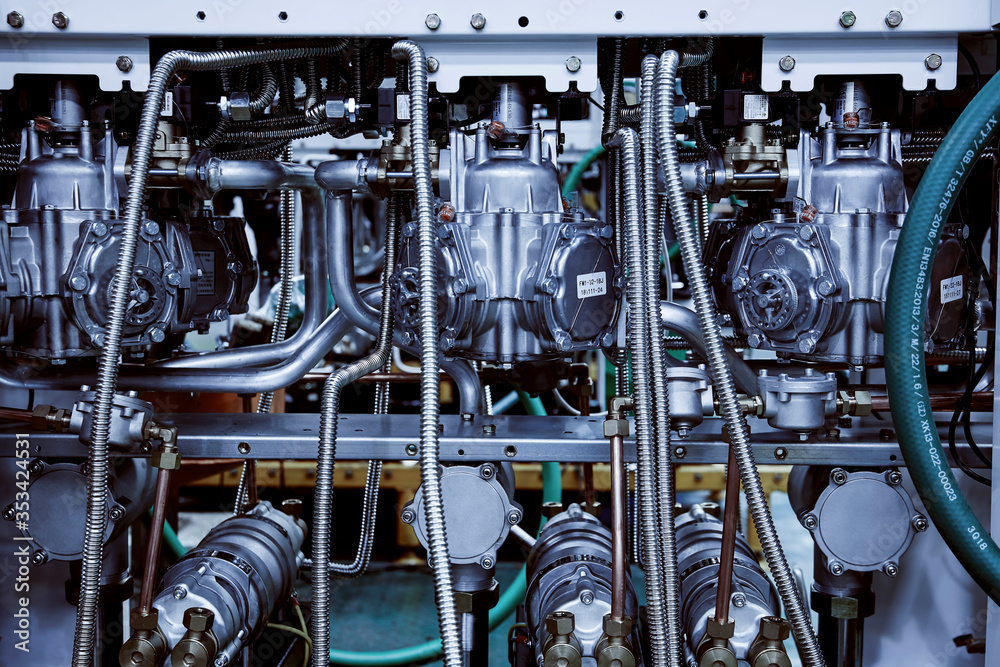 Refueling machines are being processed and assembled on the production ...