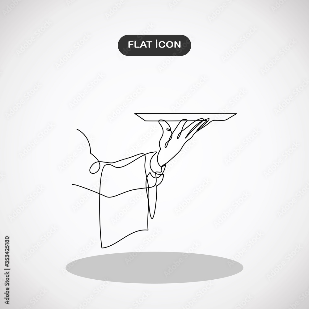 Hand Serving Tray of Food-continuous line drawing Stock Vector | Adobe ...