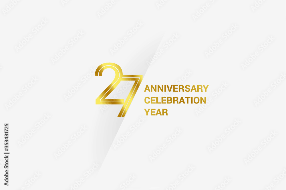 27 year Luxury Golden anniversary, minimalist logo. jubilee, greeting ...