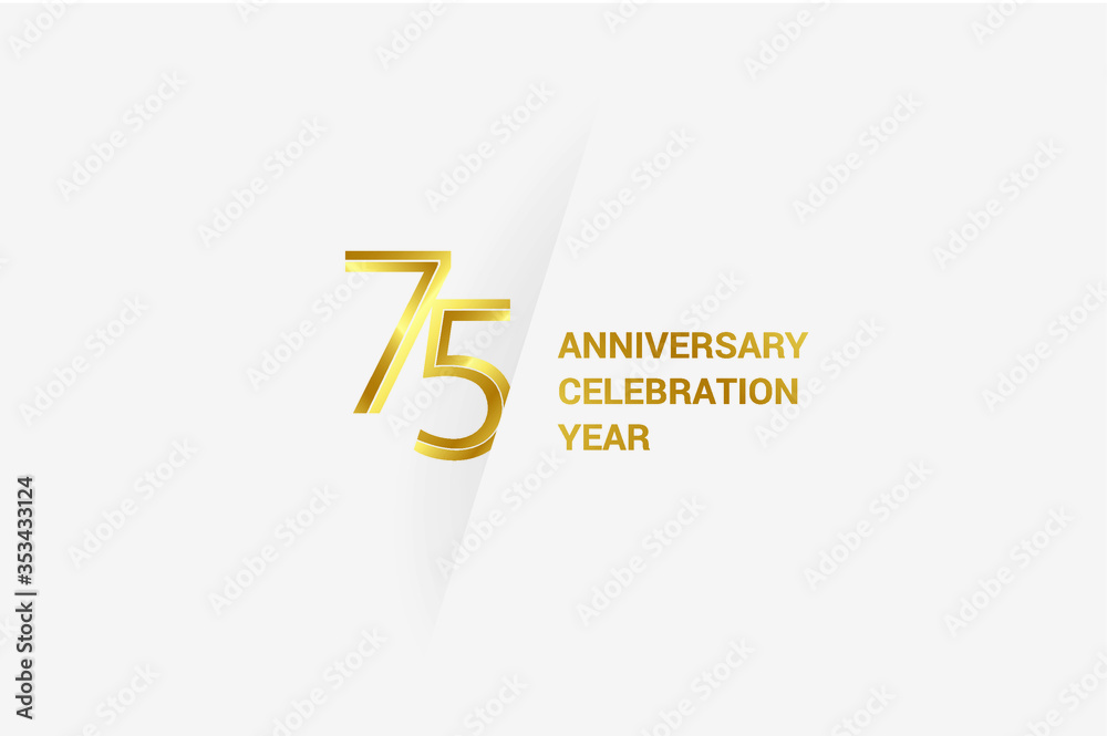 75 year Luxury Golden anniversary, minimalist logo. jubilee, greeting ...