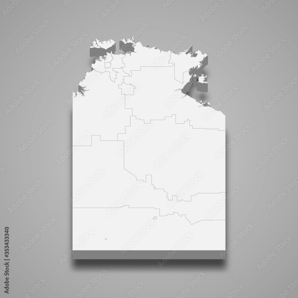 northern territory 3d map state of Australia Template for your design ...