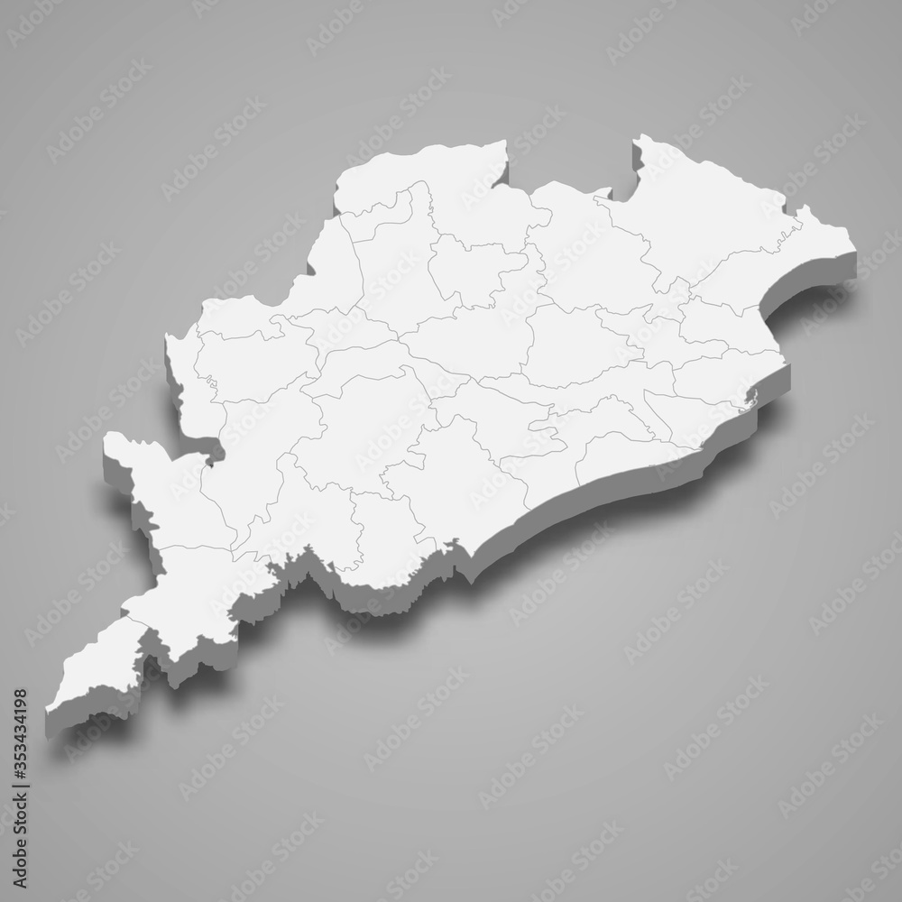 orissa 3d map state of India Template for your design Stock Vector ...