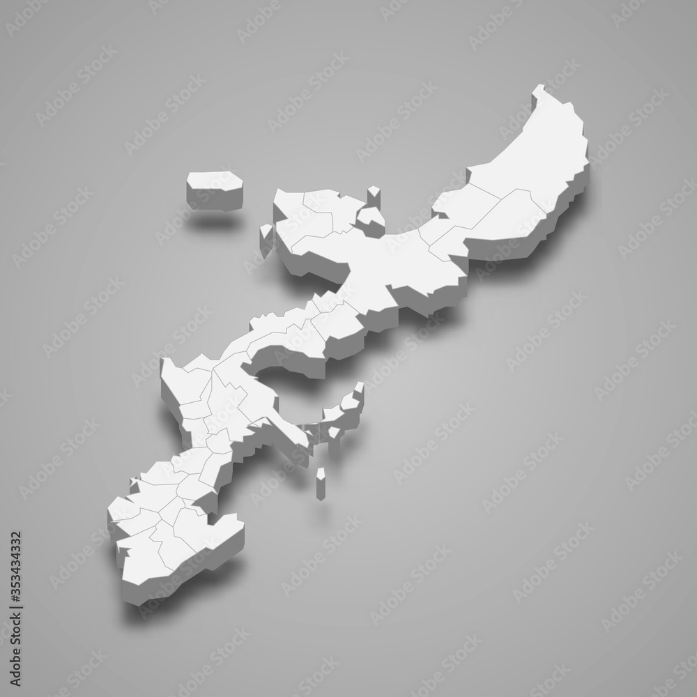 okinawa 3d map prefecture of Japan Template for your design Stock ...