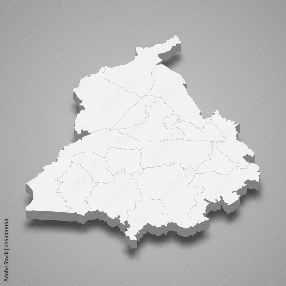 punjab 3d map state of India Template for your design Stock Vector ...