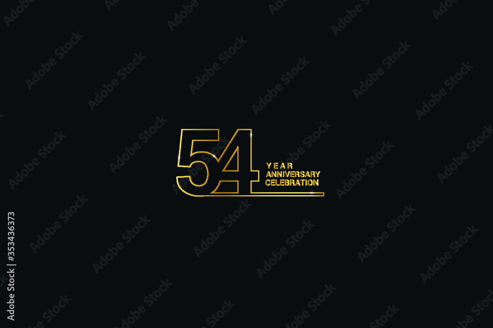 54 years anniversary celebration logotype. anniversary logo with golden ...
