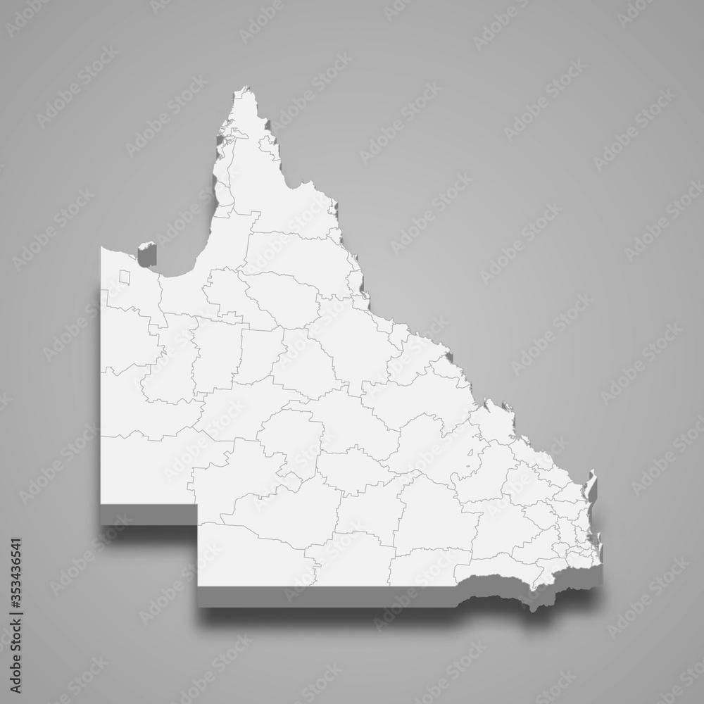 queensland 3d map state of Australia Template for your design Stock ...