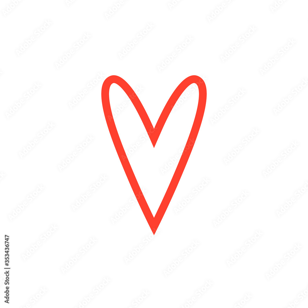 Narrow heart outline icon. Clipart image isolated on white background ...