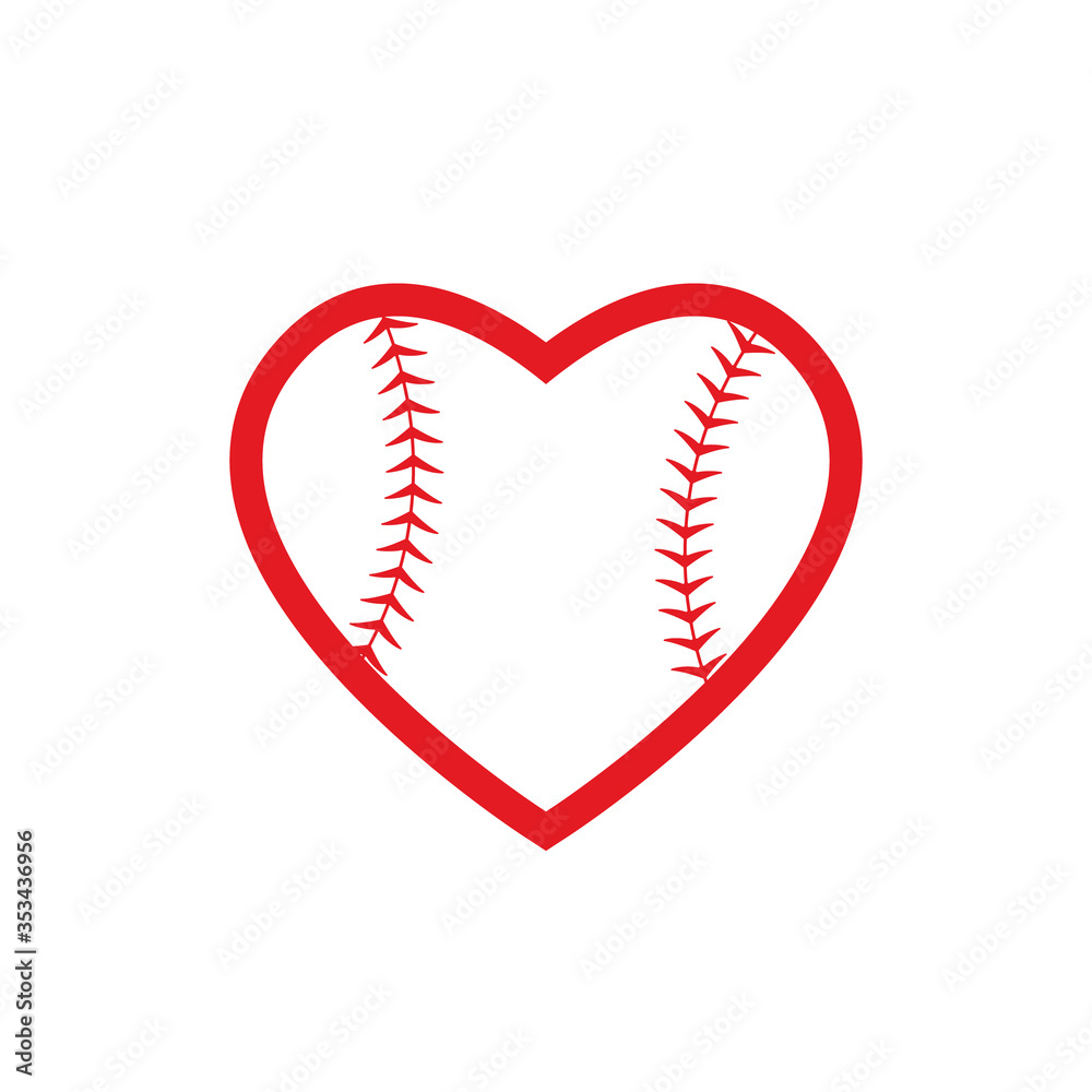 Heart baseball ball icon. Clipart image isolated on white background ...
