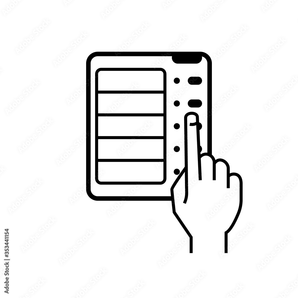 EVM machine with hand outline icon. Clipart image isolated on white ...