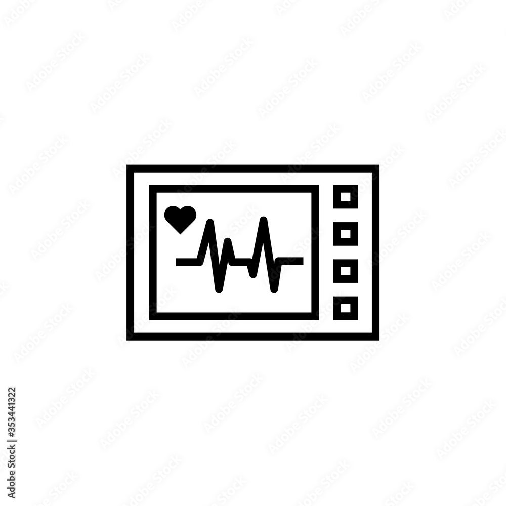 ECG machine outline icon. Clipart image isolated on white background ...