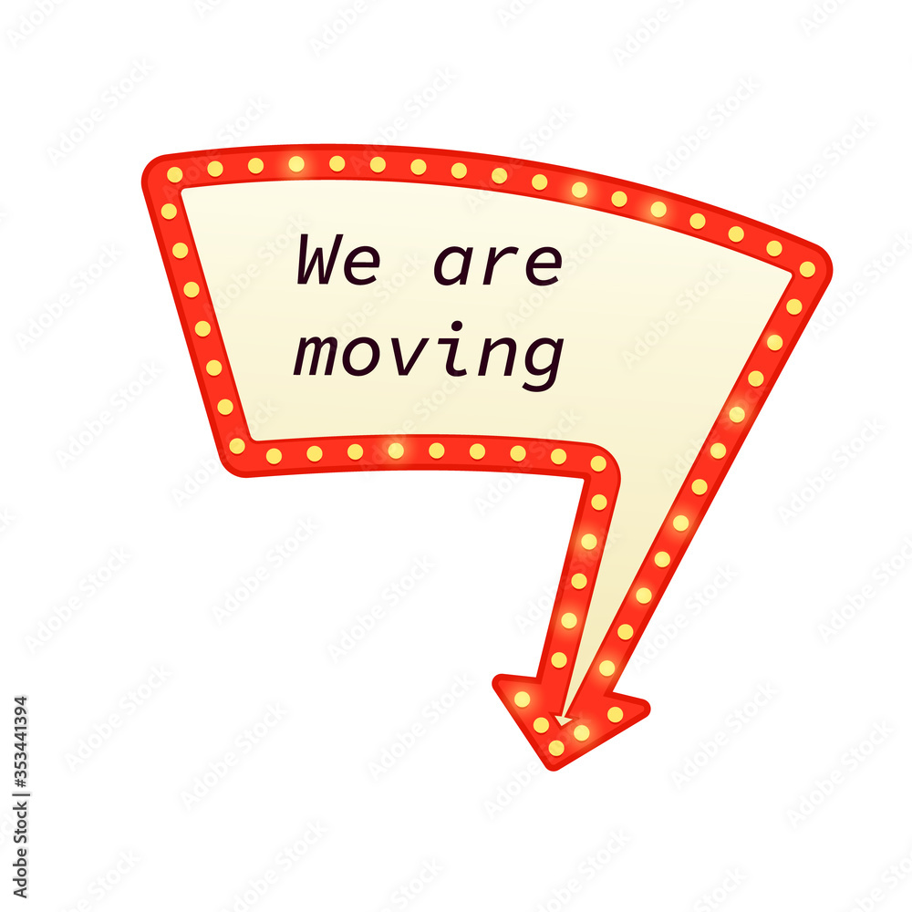 We are moving marquee frame with arrow icon. Clipart image isolated on ...
