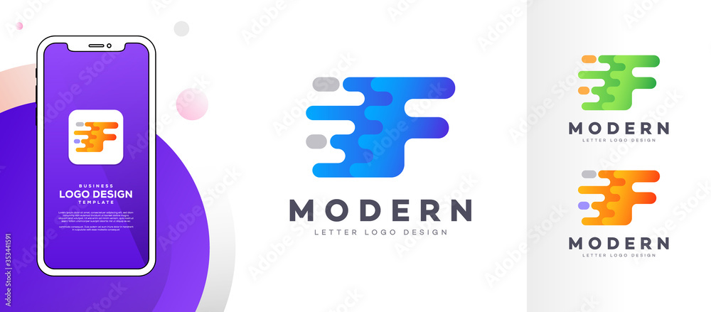 Letter F liquid abstract geometric logo design illustration. Fluid ...