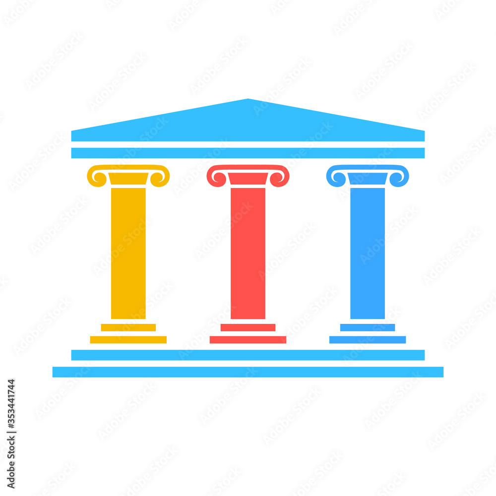 Three pillars diagram. Clipart image isolated on white background Stock ...