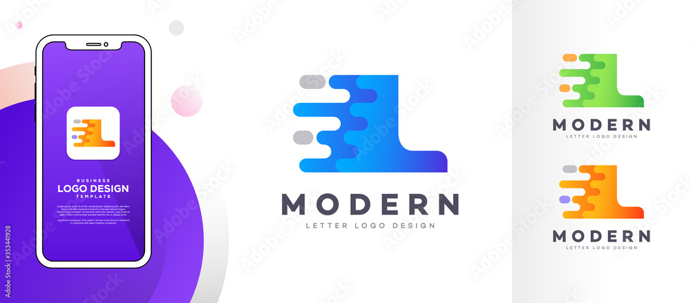 Letter L liquid abstract geometric logo design illustration. Fluid ...