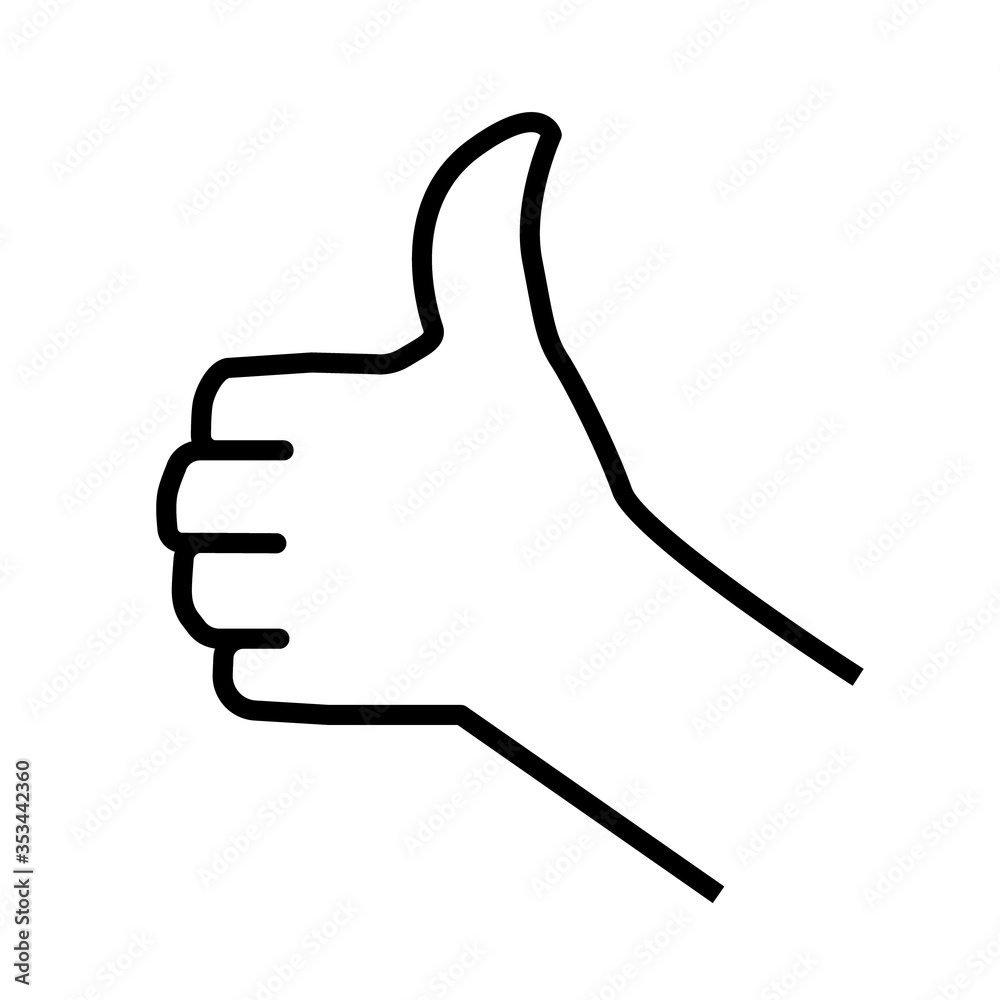Thumbs up outline icon. Clipart image isolated on white background ...