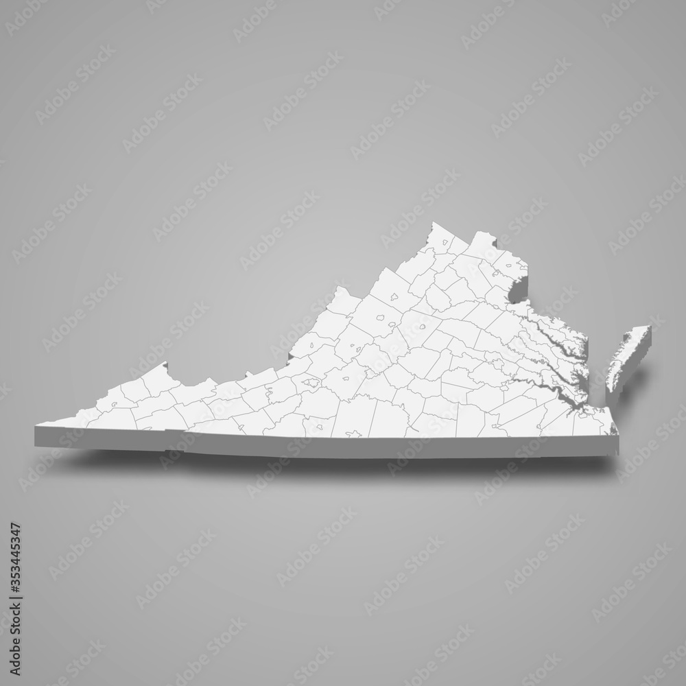 Virginia 3d map state of United States Template for your design Stock ...
